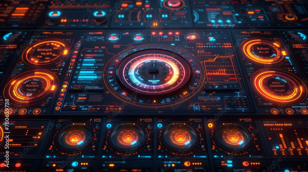 Digital illustration with an intelligent infographic technology UI ...