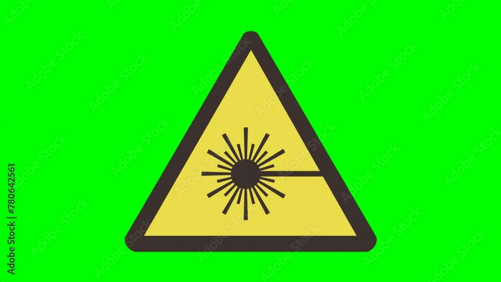 Appearance of the yellow and black triangular laser danger sign coming ...