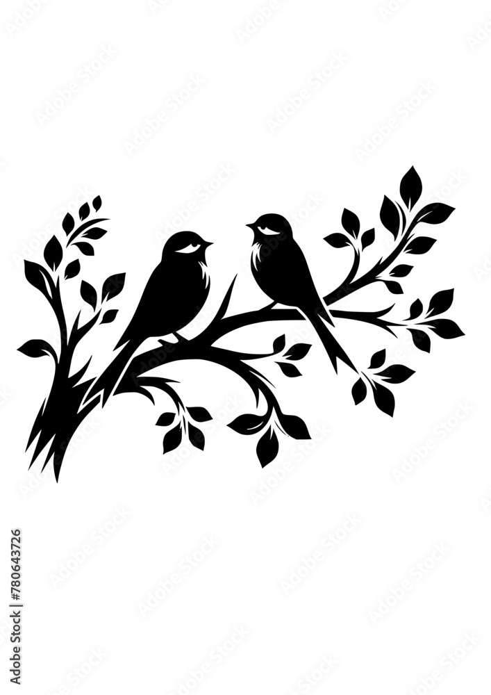 Birds on Branches svg, Flock of Birds SVG, Birds SVG, Silhouette, Birds ...