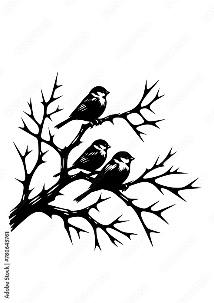 Birds SVG, Birds on branches svg, Bird silhouette, Birds and branches ...