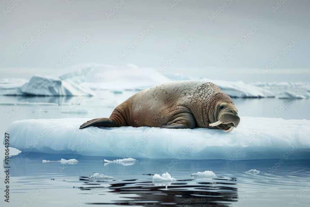 Walrus on a floating ice floe Stock Photo | Adobe Stock