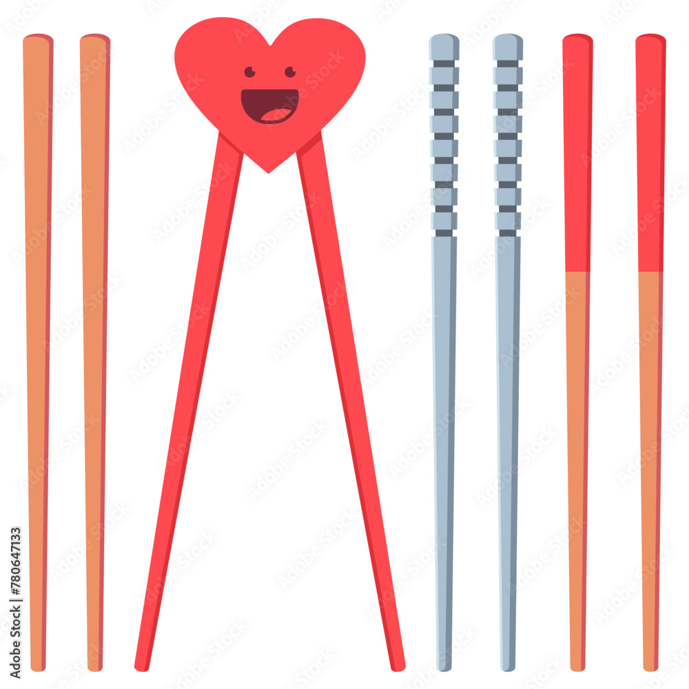 Chopsticks vector cartoon set isolated on a white background. Stock ...