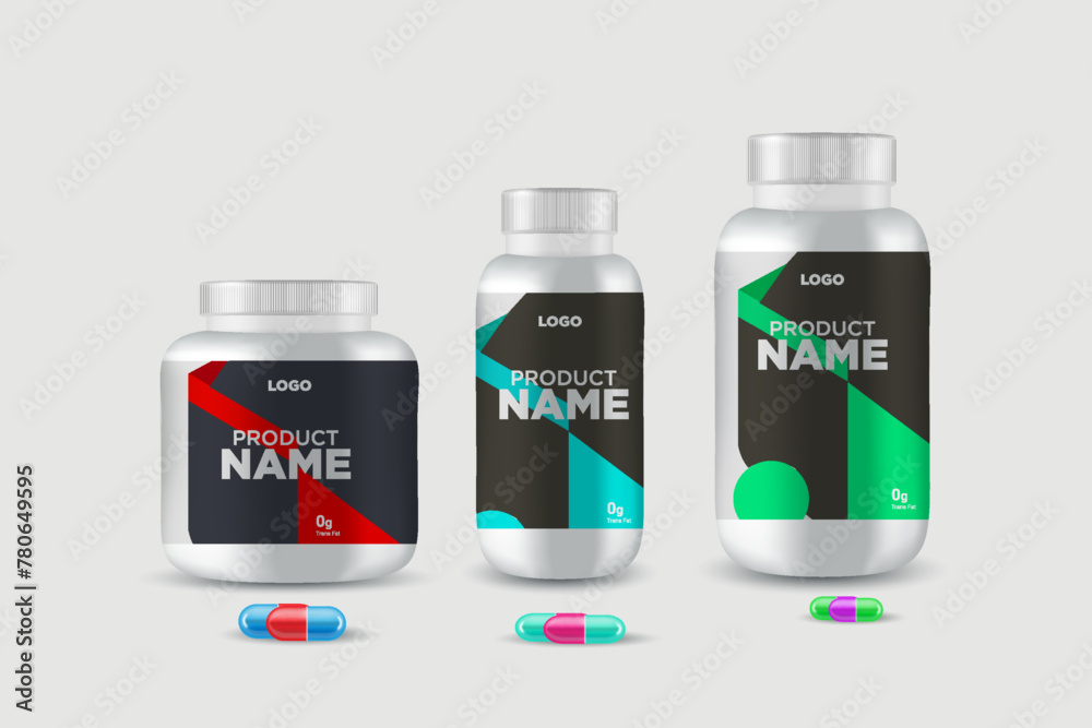 Multi vitamin label sticker design and natural calcium food supplement ...