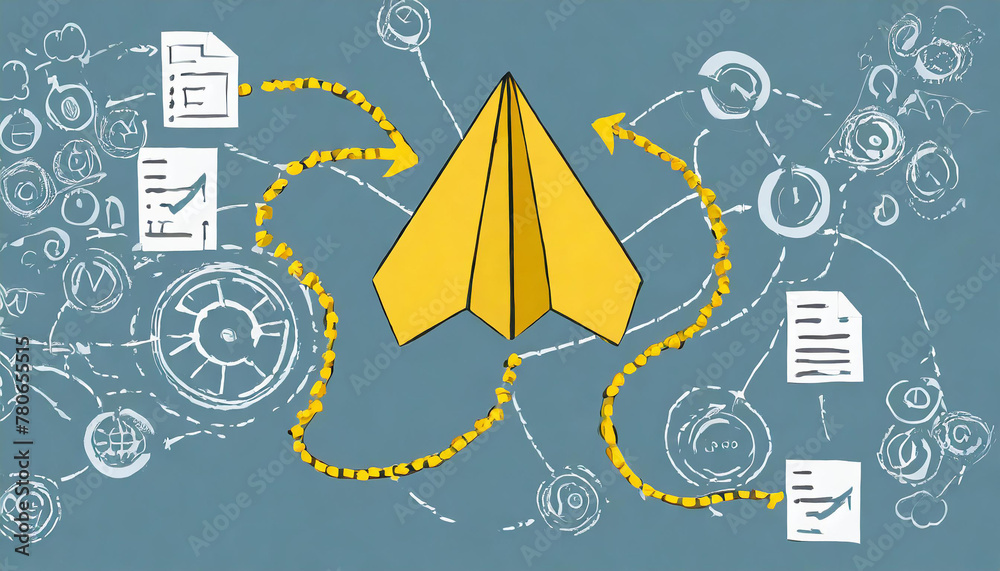 Yellow paper plane and business process, Workflow, Flowchart, Process ...