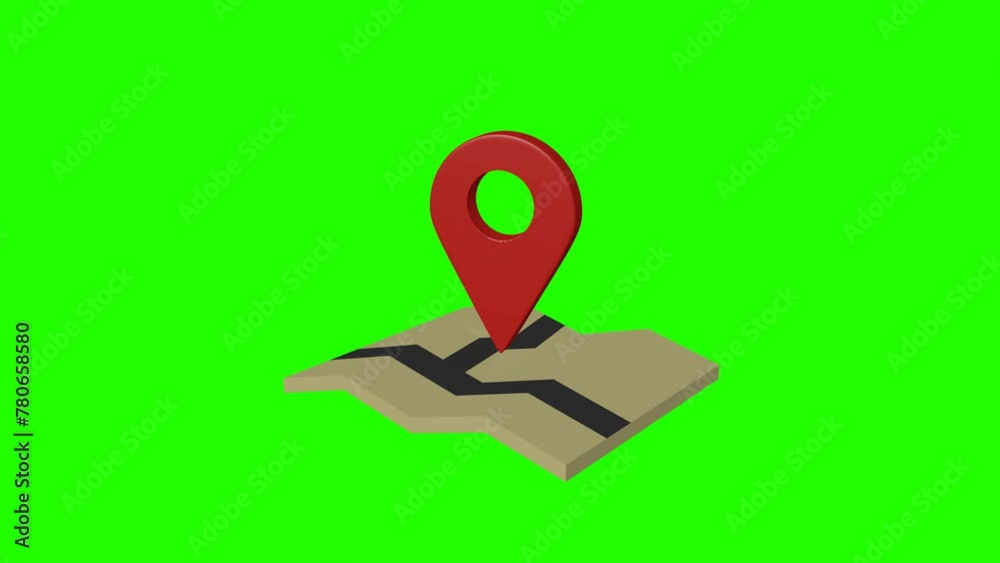 3d green screen location map for social media Stock Video | Adobe Stock