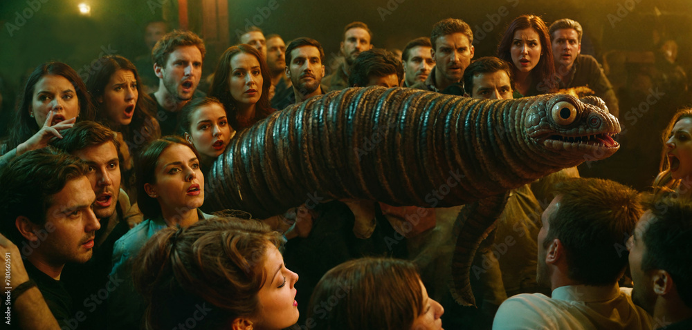 nightlife nightclub, worm monster creature falls from the ceiling onto ...