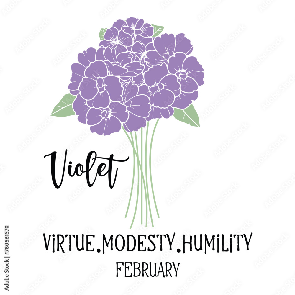 Violet virtue modesty humility SVG, Birth flower month svg, February ...