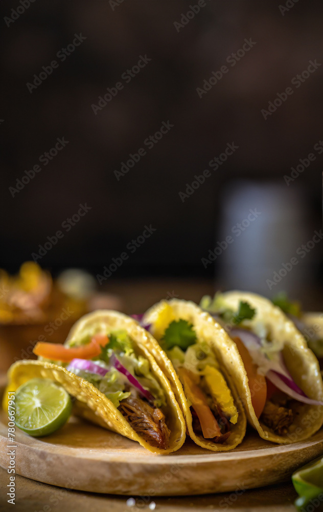 Fried corn tacos - brisket carne asada tacos are photographed in ...