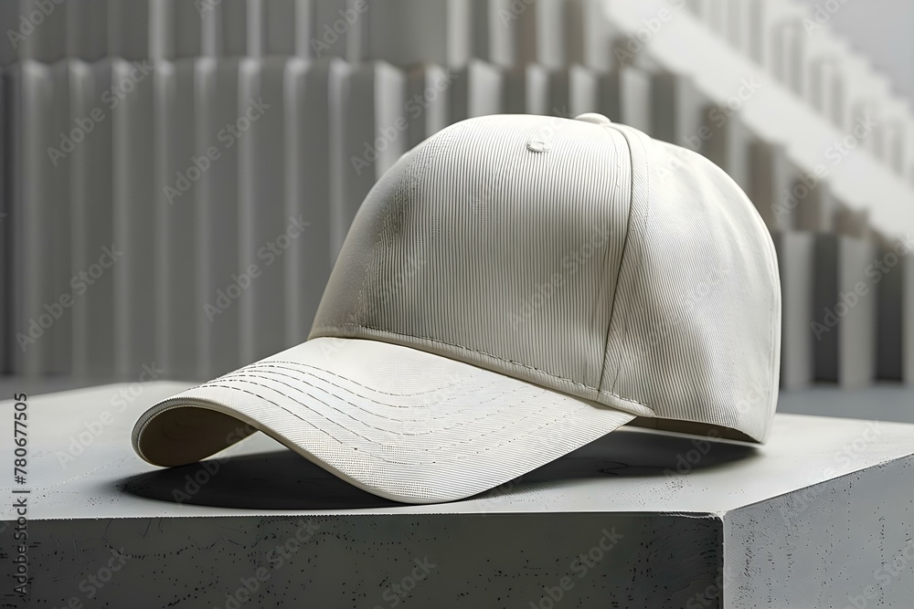 White snapback hat mockup on blank background for design presentation ...