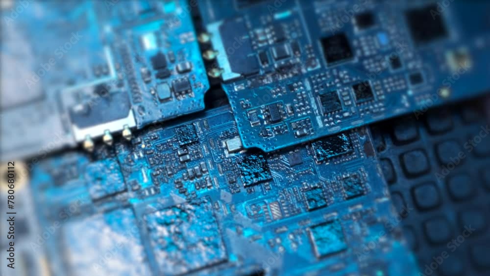 Vidéo Stock Extreme close up computer motherboard components background ...