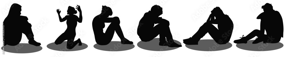 Solitude shadows,Depressed silhouettes in lonely Moments, Frustrated ...