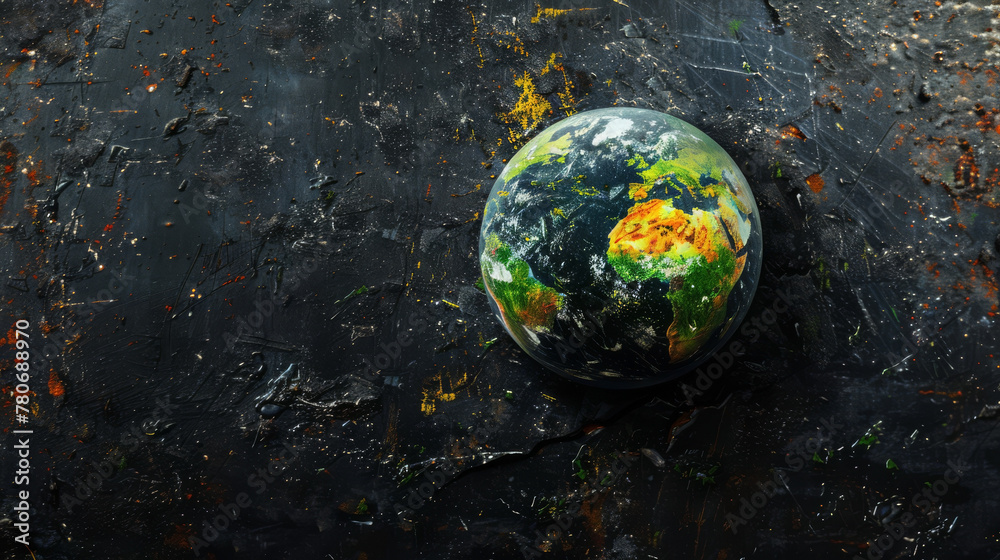 Abstract concept of Earth as a fading photograph, its colors and life ...
