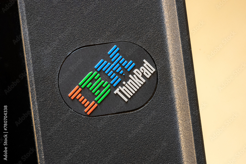 Old IBM ThinkPad logo symbol on an old pre Lenovo Think Pad laptop ...