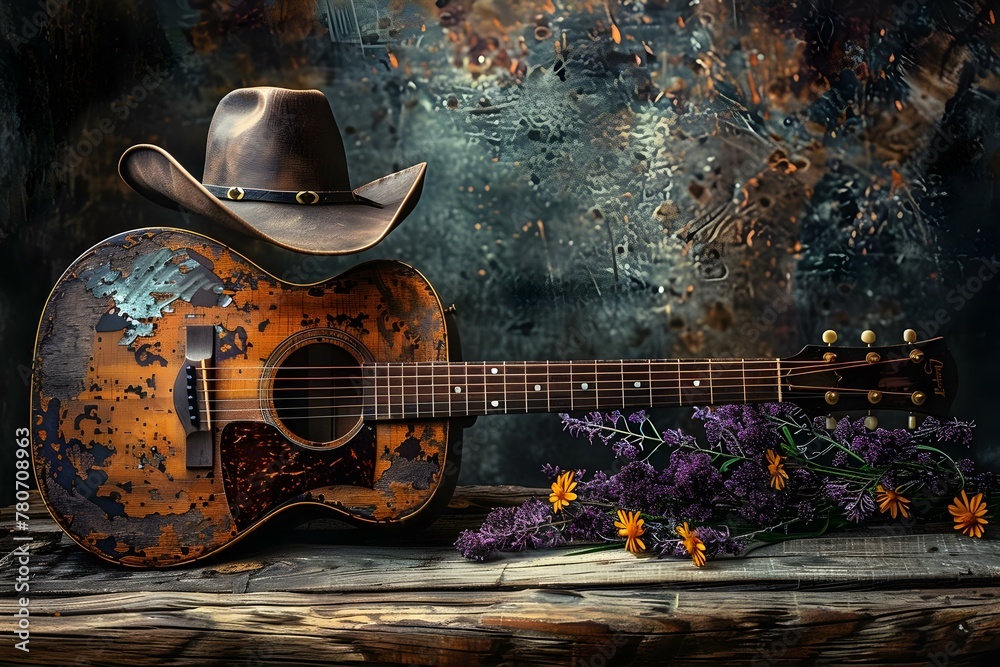 Live Acoustic Guitar and Cowboy Attire at a Country Music Festival ...