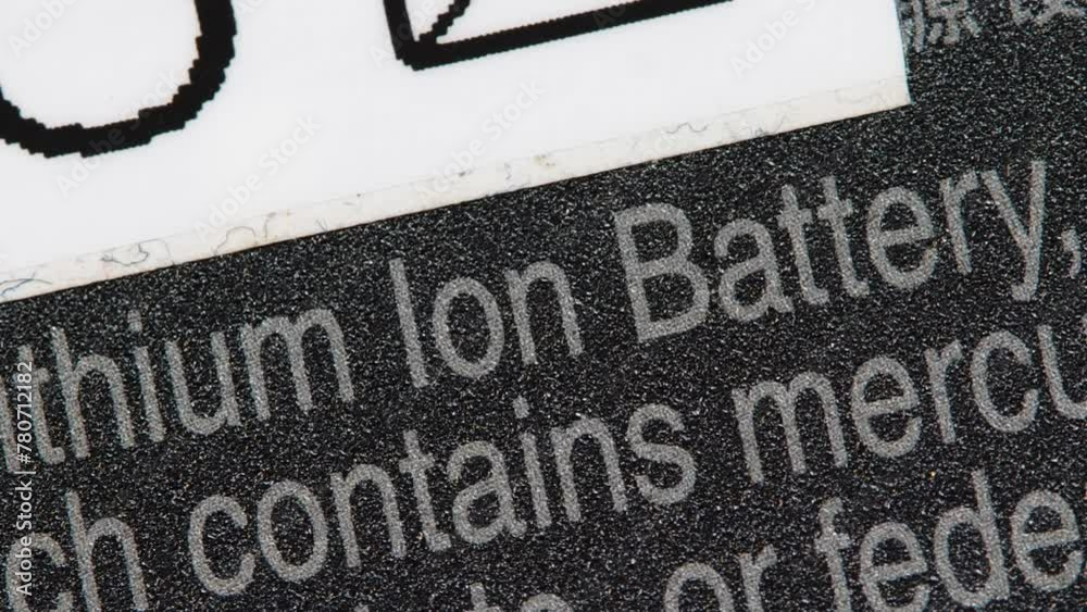 Contains Lithium Ion Battery label printed on a generic electronic ...