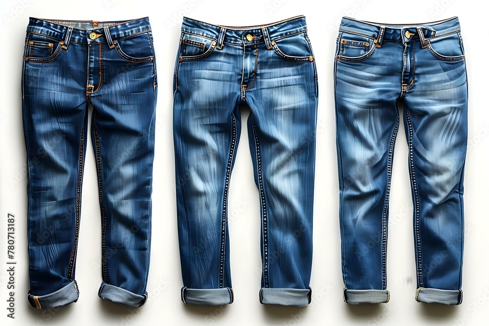 "Denim Jeans Clipart Set on White Background for Fashion Design ...