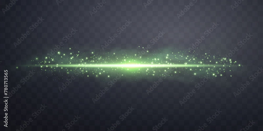 Green lens flare. Isolated on transparent background. Sun flash with ...