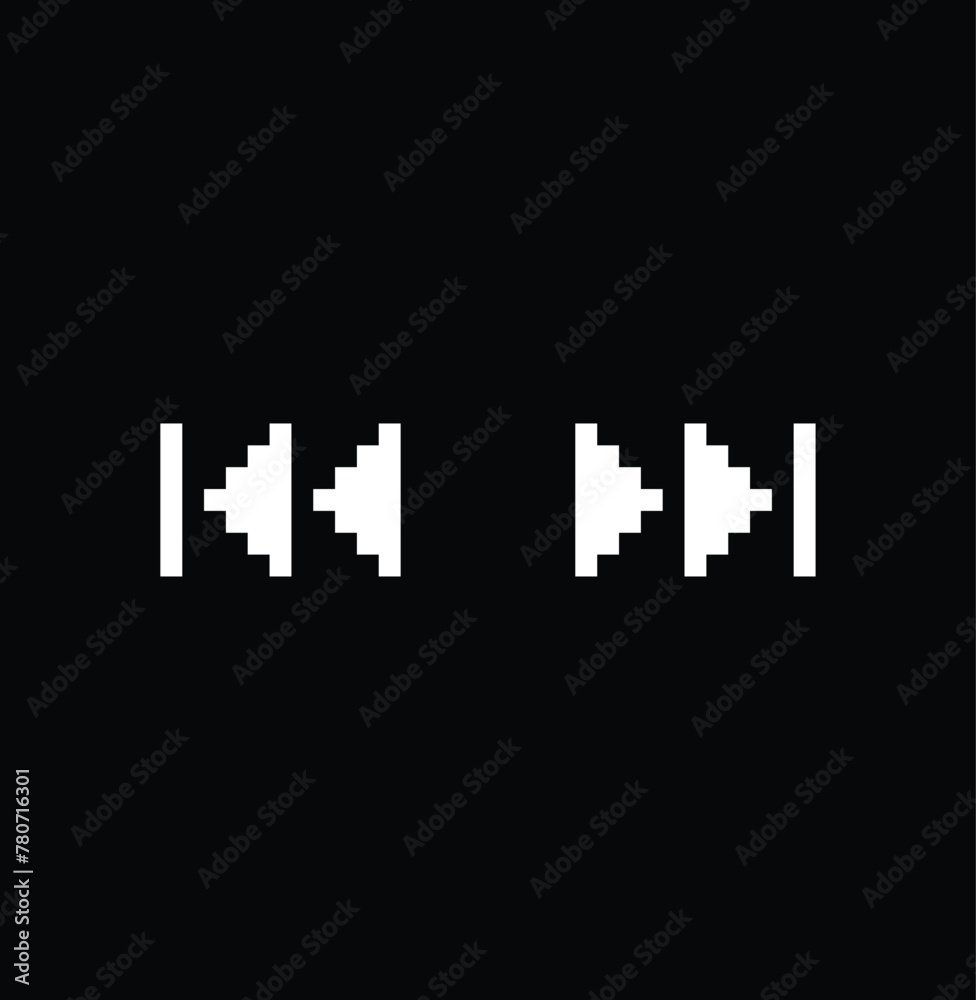 pixel Rewind Forward icon. Vector pixel art 8 bit logo for game Stock ...