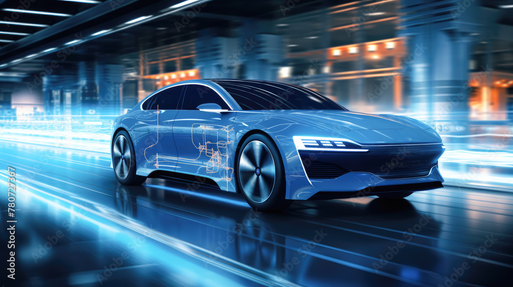 Hydrogen fuel cell vehicle illustrated in operation Stock Illustration ...