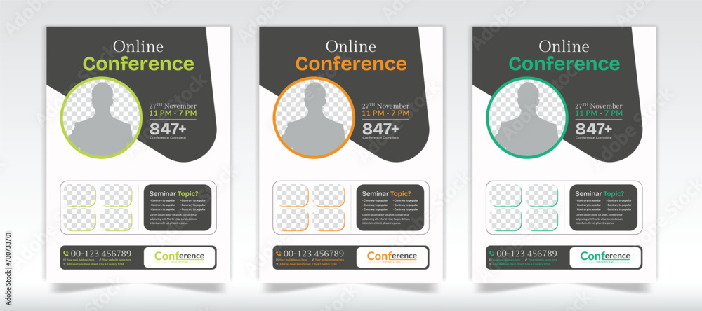 Conference live meeting flyer design and a4 template design Stock ...