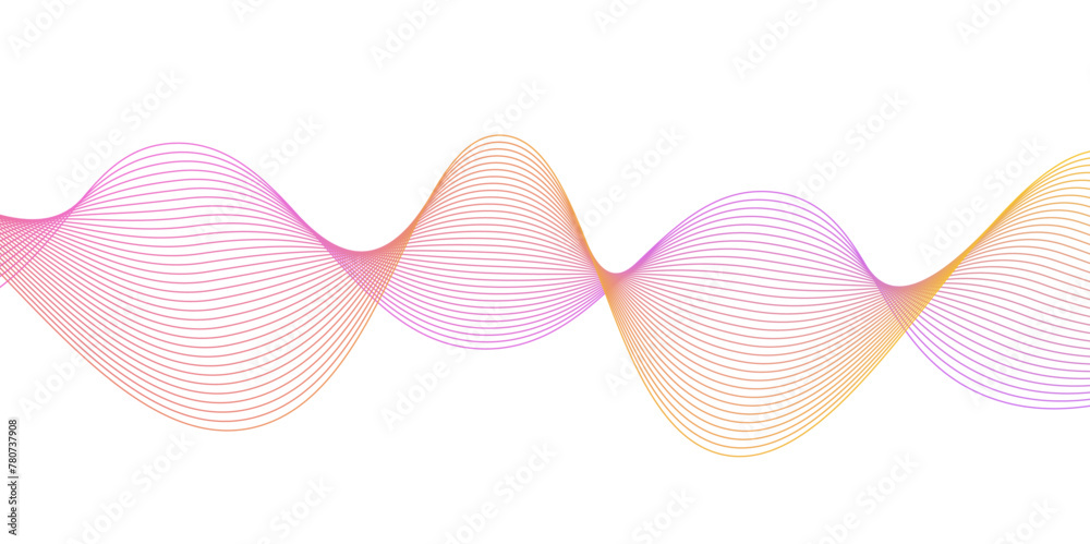 orenge abstract wave lines that simulate a fluid on a white background ...