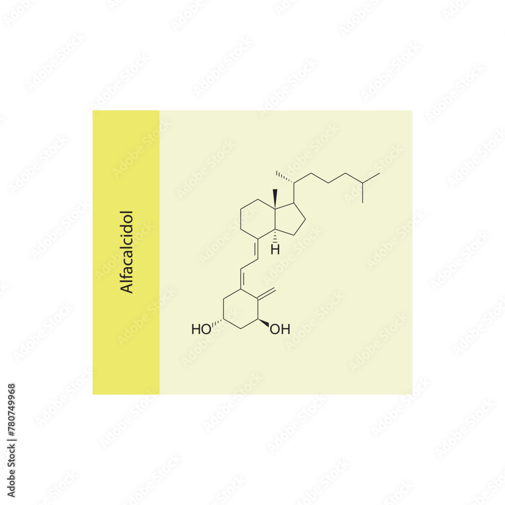 Alfacalcidol flat skeletal molecular structure Vitamin D agonist drug ...