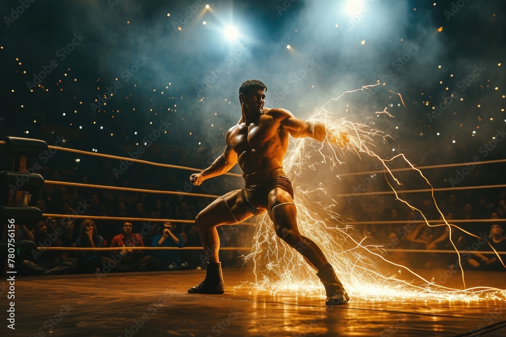Wrestler performing, A professional wrestler performing in an ...