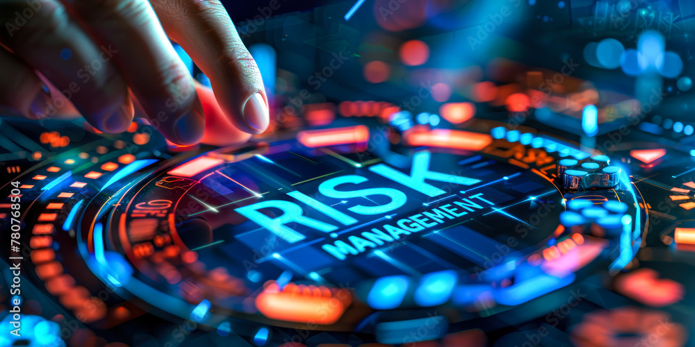 Corporate professional analyzing risk management strategies on a ...