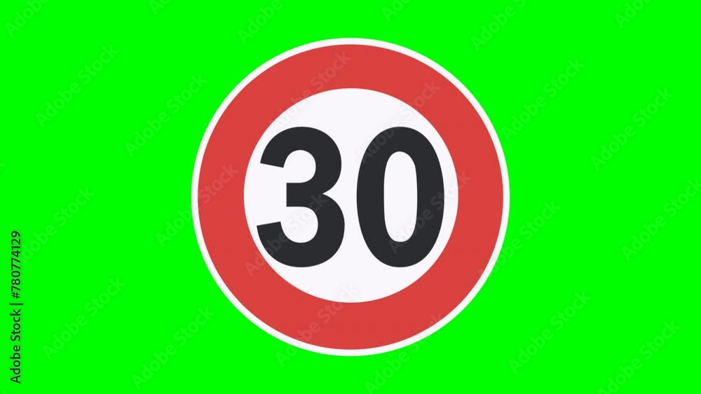 Appearance of the circular white and red circular speed limit sign at ...