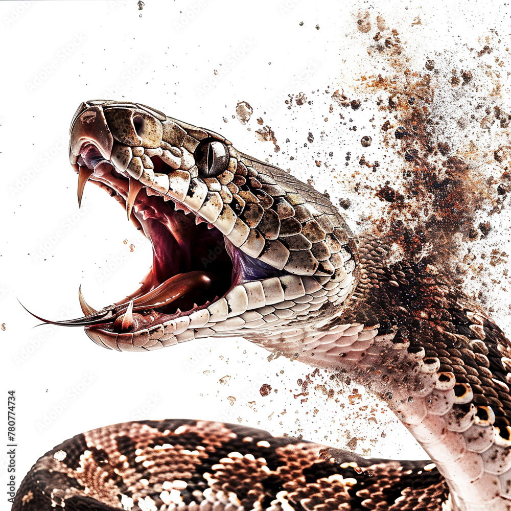 Angry Snake Hissing With Mouth Wide Open and Fangs Exposed Stock ...