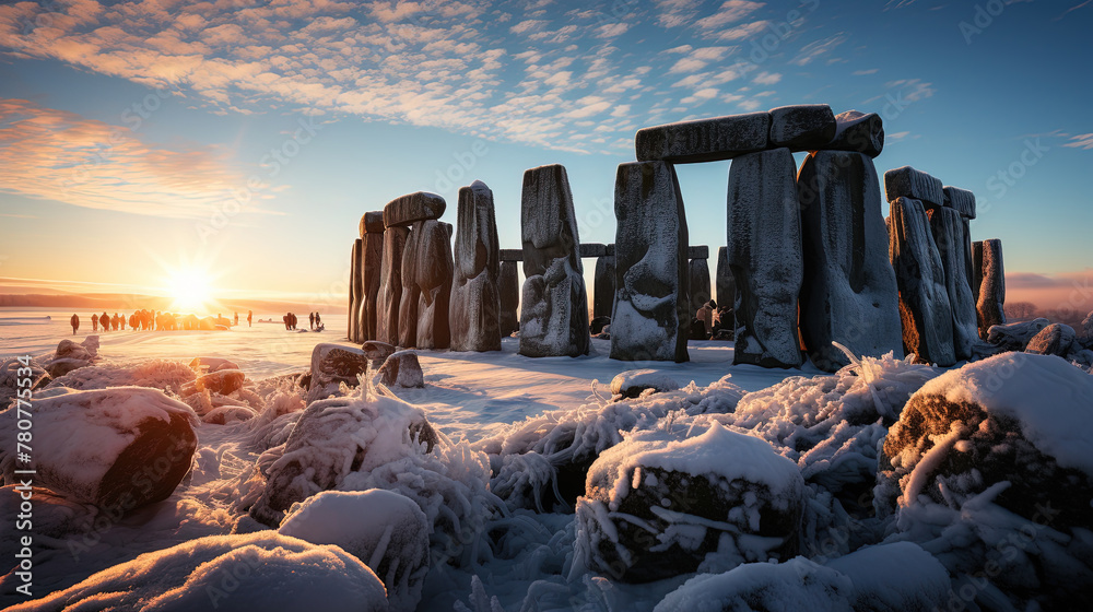 A Glorious Winter Solstice Sunrise at Stonehenge Where The Sun is Still ...