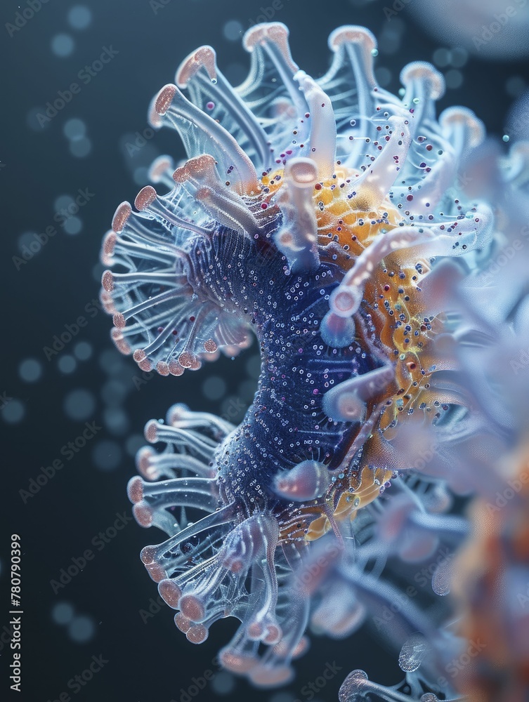 Close up on the complex structure of a single protozoan, emphasizing ...