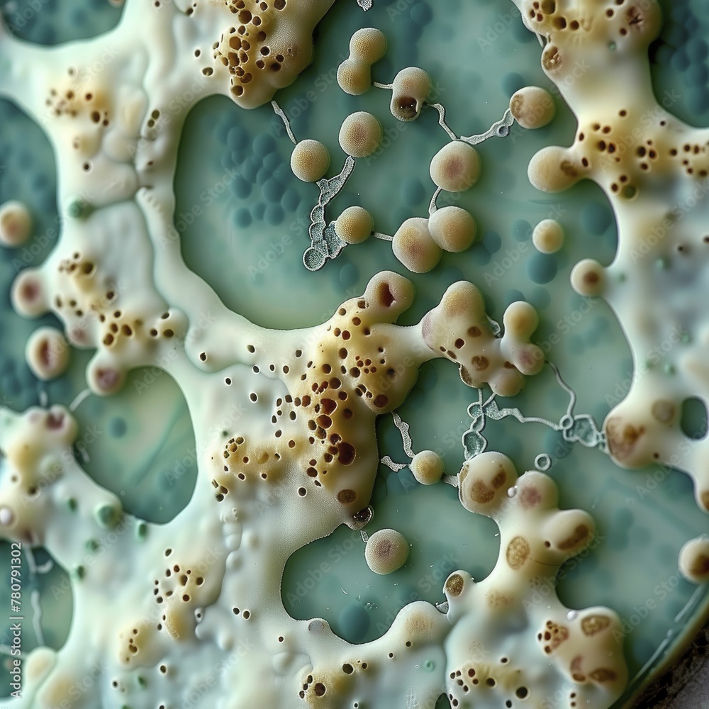 Detailed view of the patterns formed by bacterial growth on agar ...