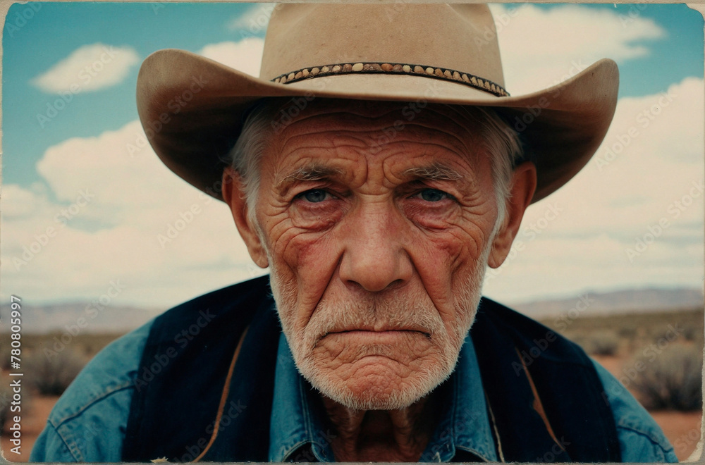 Cowboy Portrait. Old and Wise Man with Penetrating Gaze and Cowboy Hat ...