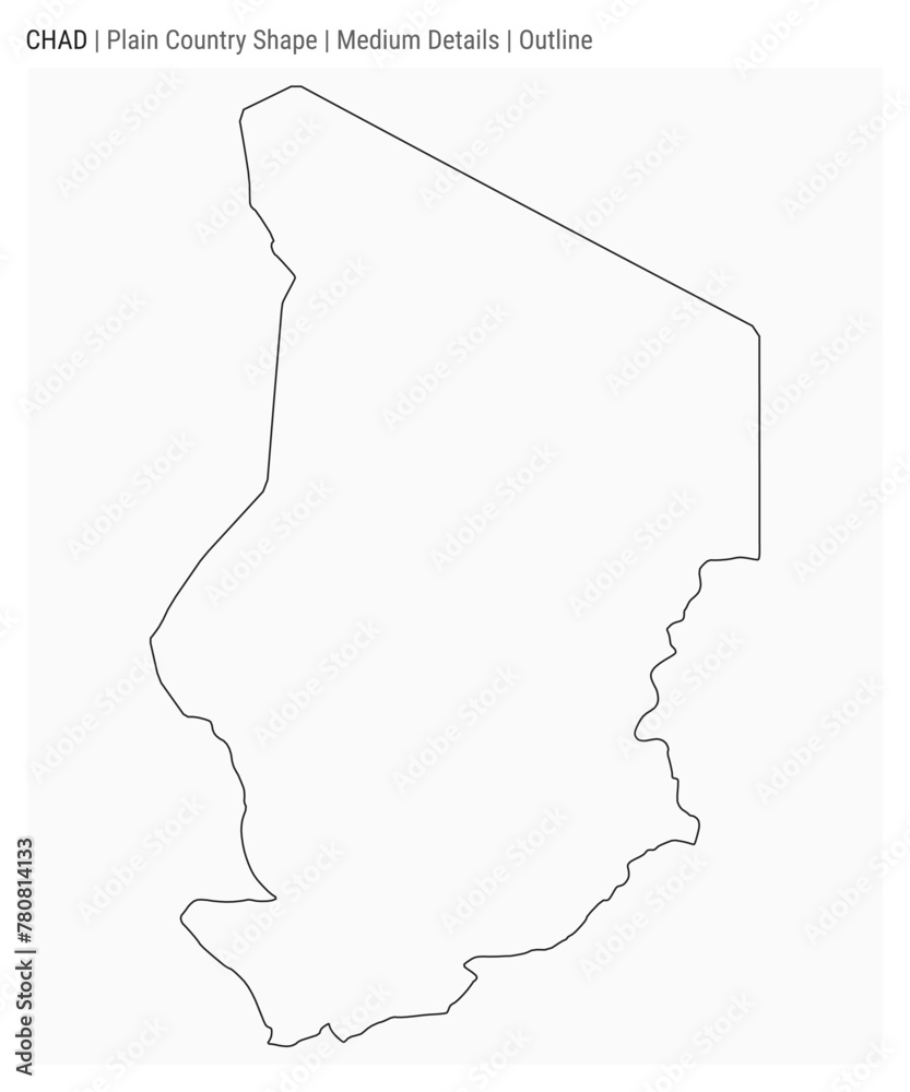 Chad plain country map. Medium Details. Outline style. Shape of Chad ...