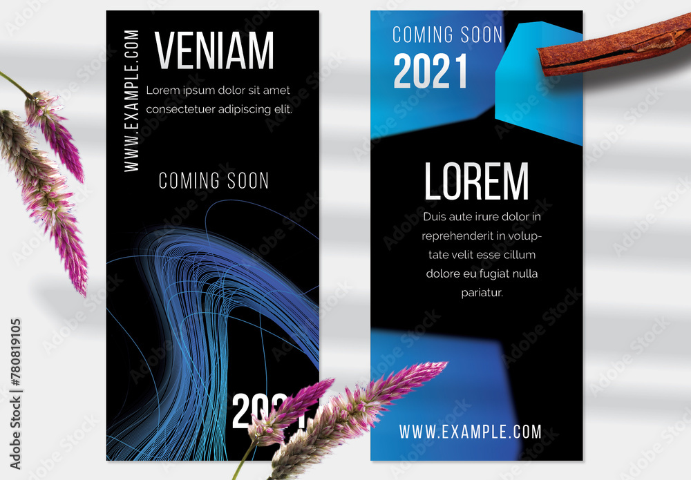 Flyer Layout with Motion Blur and Glowing Abstract Shapes Stock ...