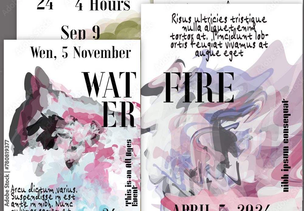 A4 Flyer With Transparent Overlapping Shapes Creating Vector Watercolor ...