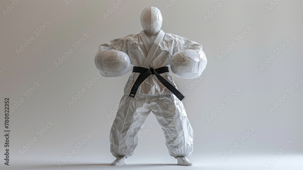 Karate gi represented by a sculptural balloon installation, blending ...