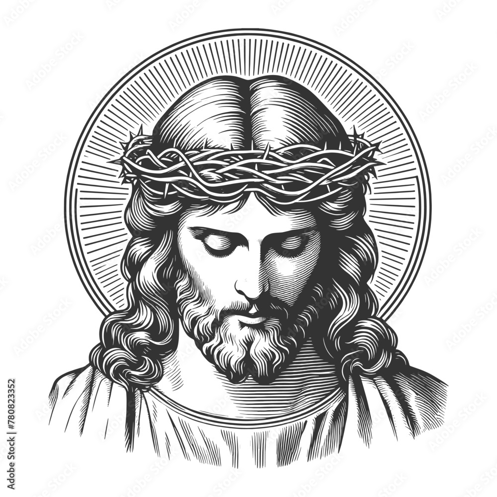 Jesus Christ bible religious christian character sketch engraving ...