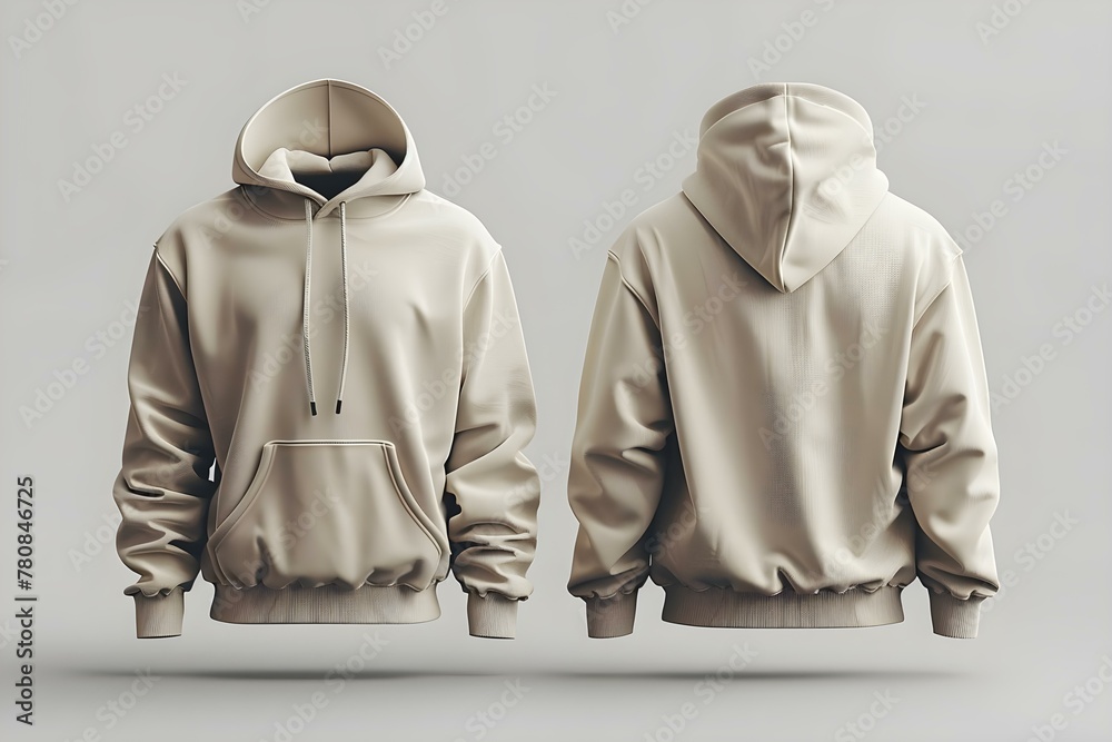 Beige hoodie mockup design with front and back views. Concept Hoodie ...