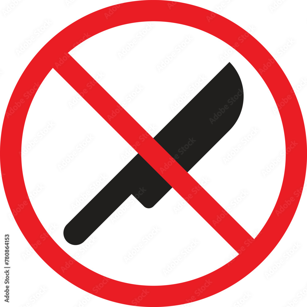 No knife sign . No weapon allowed symbol . Knife prohibited icon vector ...