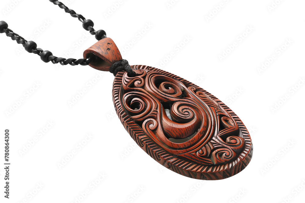 Carved Wooden Maori Pendant - Isolated on White Transparent Background ...
