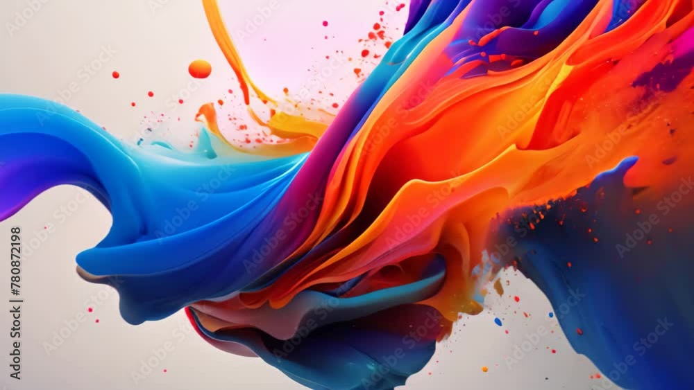 Abstract Painting of Blue, Orange, and Yellow, Vibrant Colors in an ...