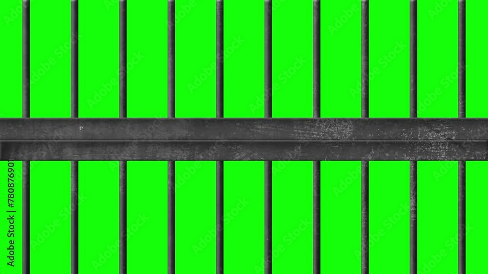Prison Door Closing and Opening Animation Green Screen. Jail Door. 4K ...