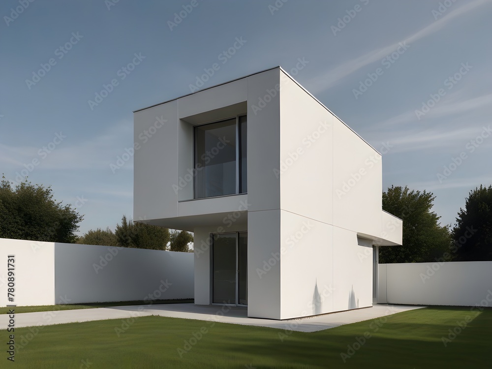 A minimalist cube house with a flat roof, hidden entrance, and an all ...