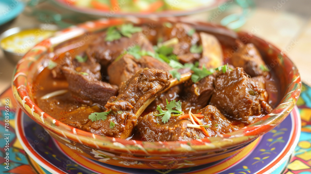 Authentic nihari stew, a classic pakistani cuisine dish served in a ...