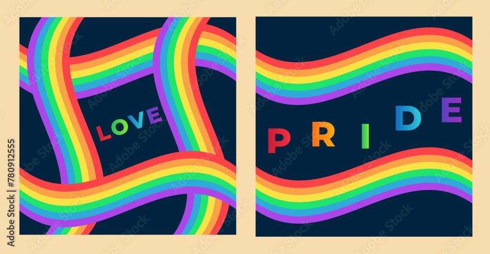 Flyer template, social media message, vector banner set with LGBTQ ...