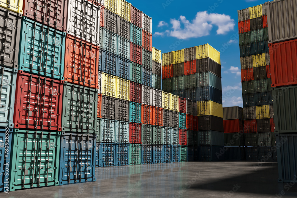 Storage of 20 ft containers. A fragment of the terminal where the ...