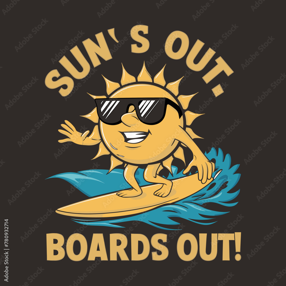 surfing 2024 sunny color scheme illustration, Sun’s out, boards out ...