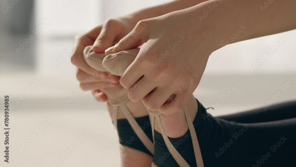 Close up feet girl child kid athlete dancer ballerina female flexible ...